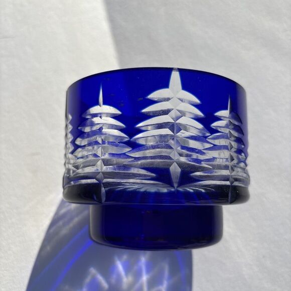 Art | Bohemian Cobalt Blue Glass Trees Star Pattern On Bottom 2 12 In ...